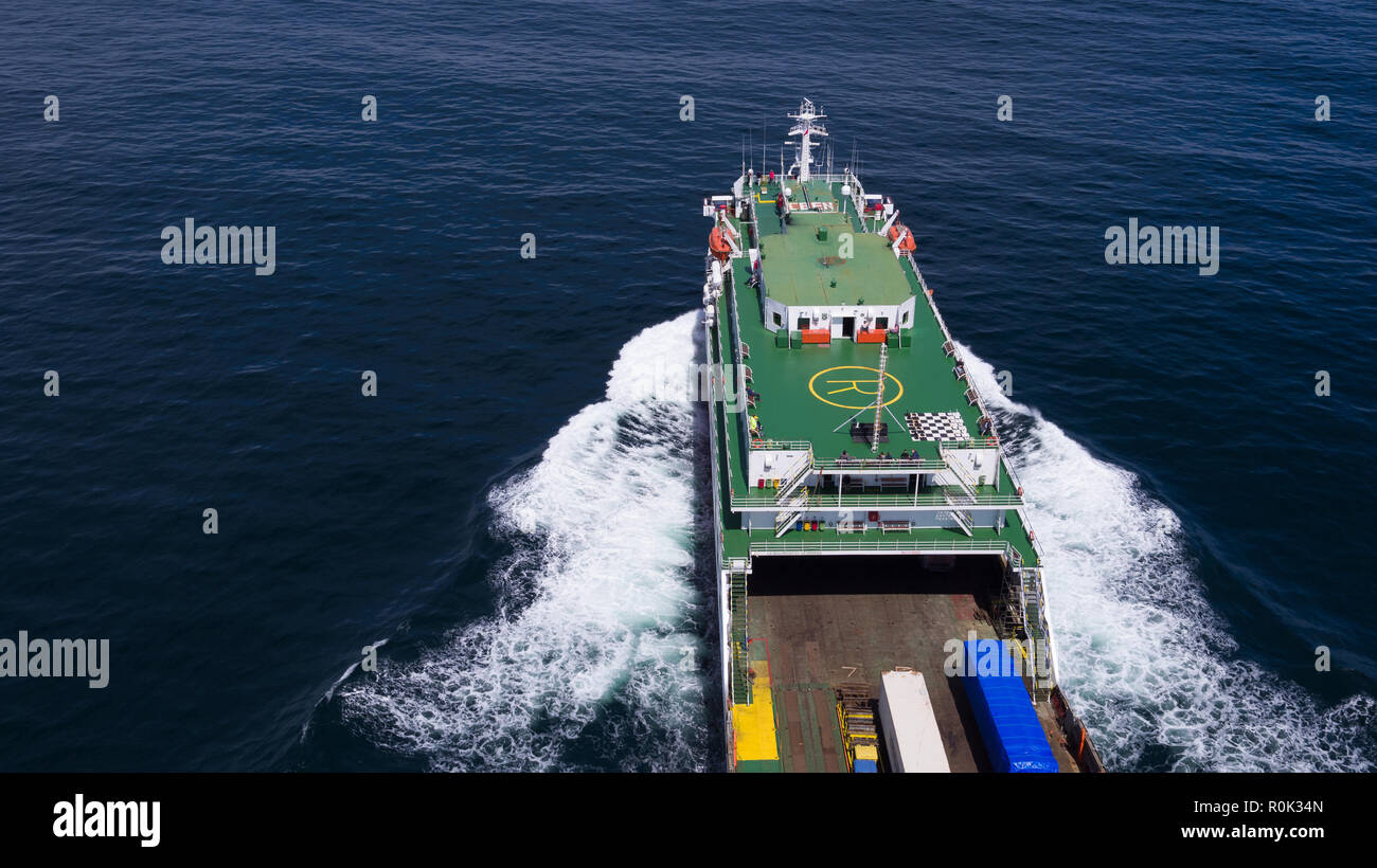 Ship navigating the southern waters of the Pacific Ocean, Chile Stock ...