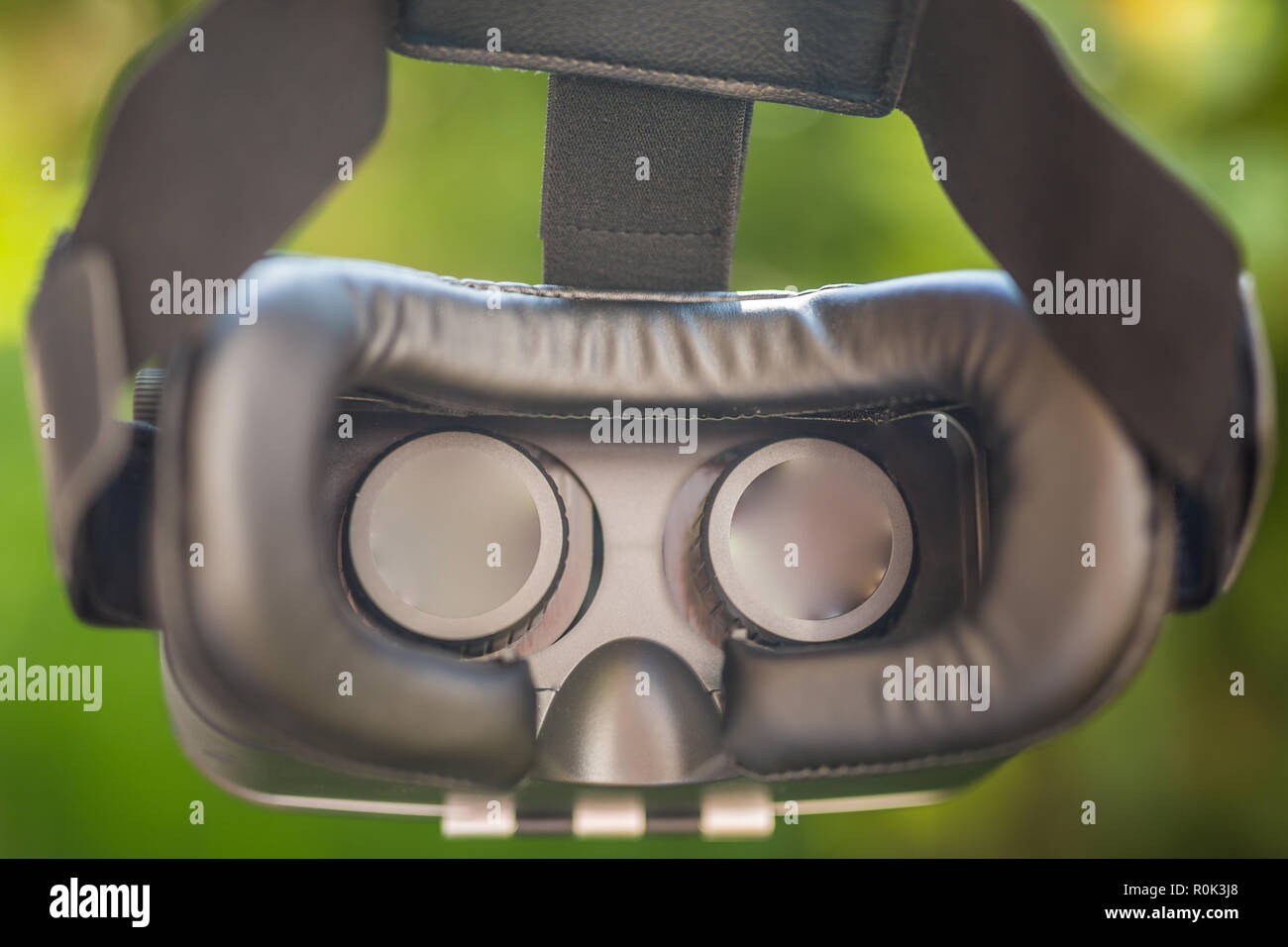 Side view of VR Glasses or Virtual Reality Headset use with smartphone ...