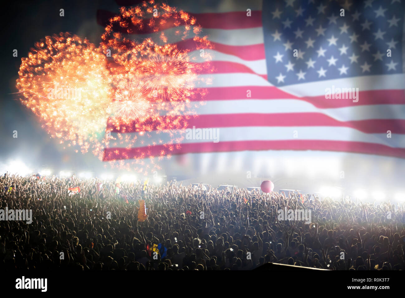 Crowd of people celebrating Independence Day. United States of America ...