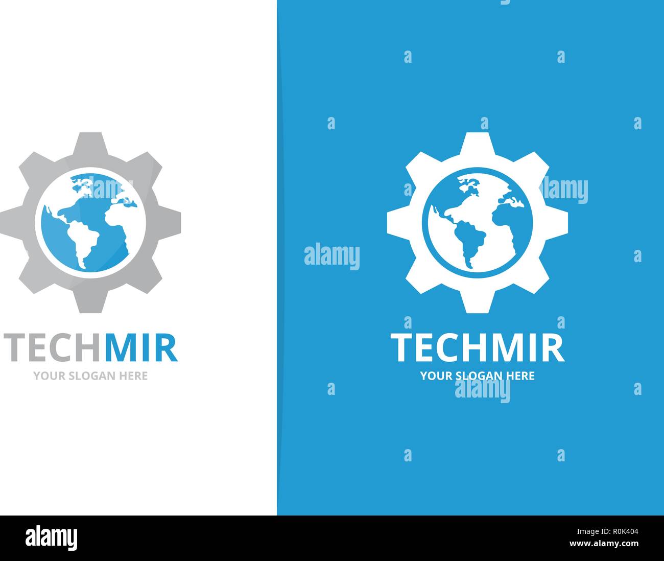 Vector world and gear logo combination. Earth and mechanic symbol or ...