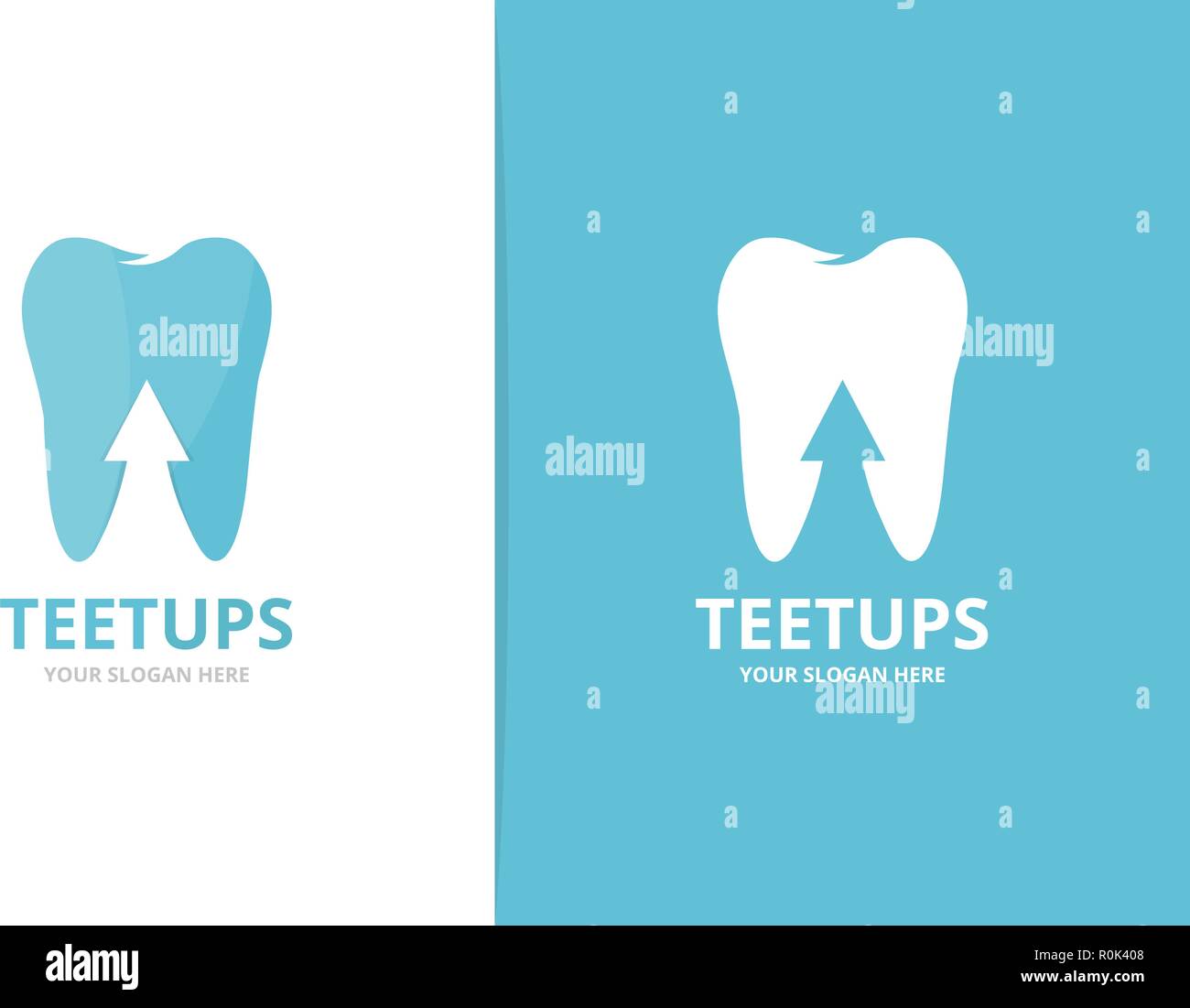 Vector tooth and arrow up logo combination. Dental and growth symbol or ...