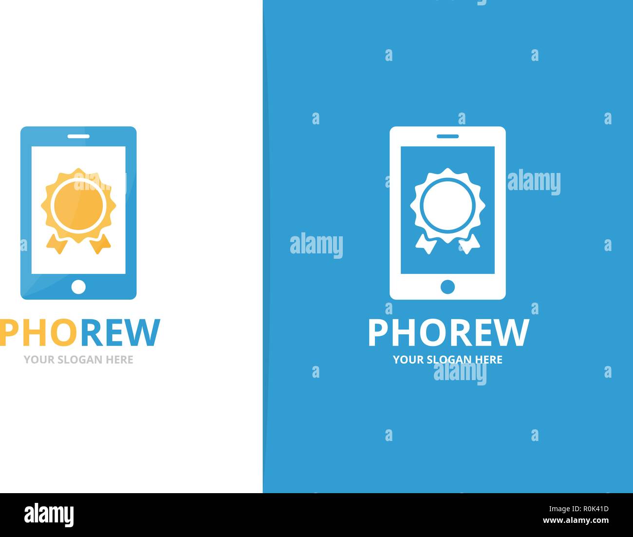 Vector reward and phone logo combination. Trophy and mobile symbol or ...