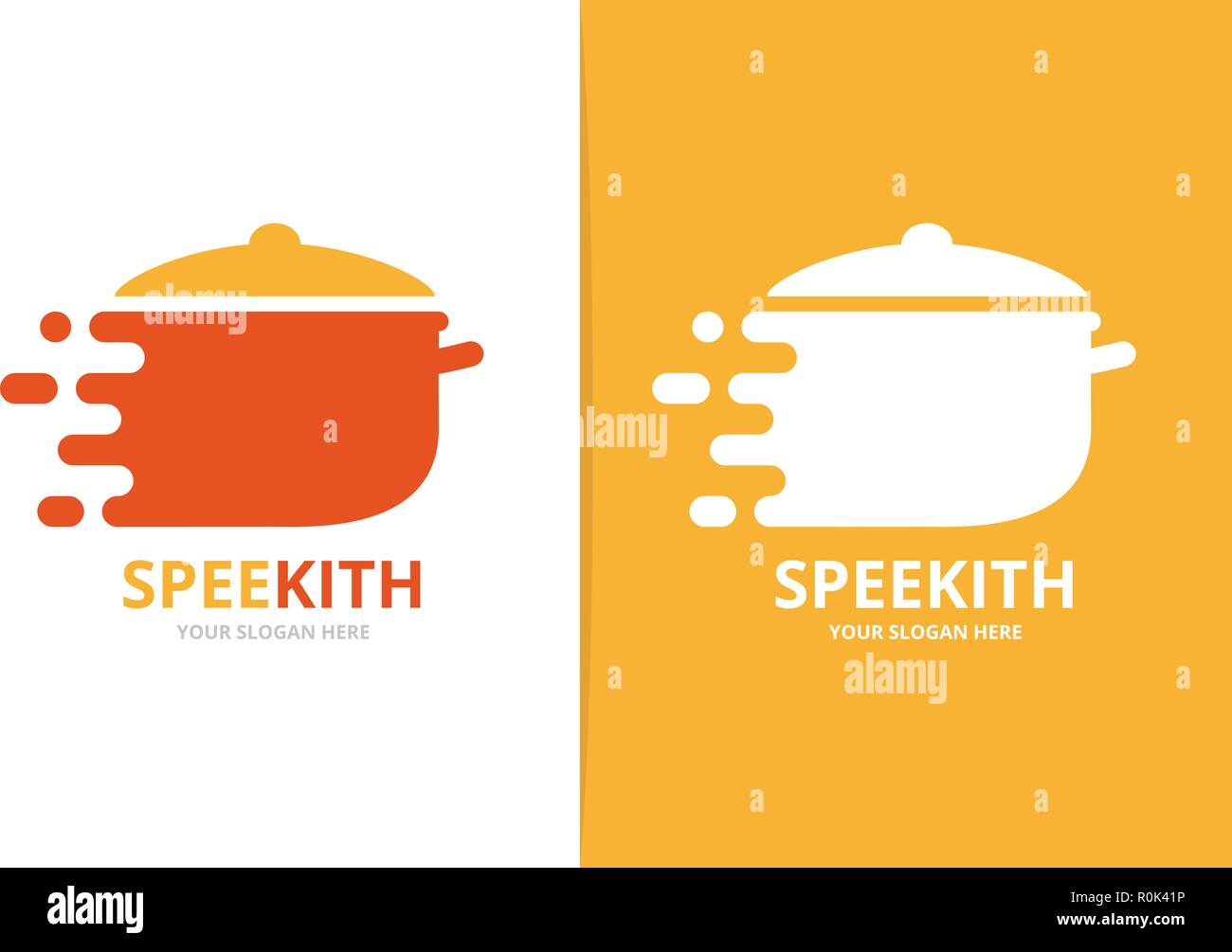 Vector fast pot logo combination. Speed kitchen symbol or icon. Unique ...