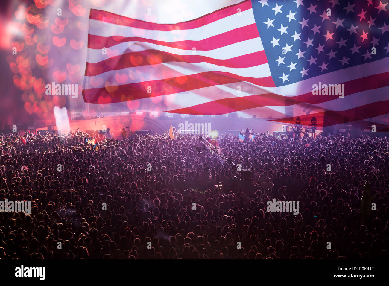 Crowd of people celebrating Independence Day. United States of America ...