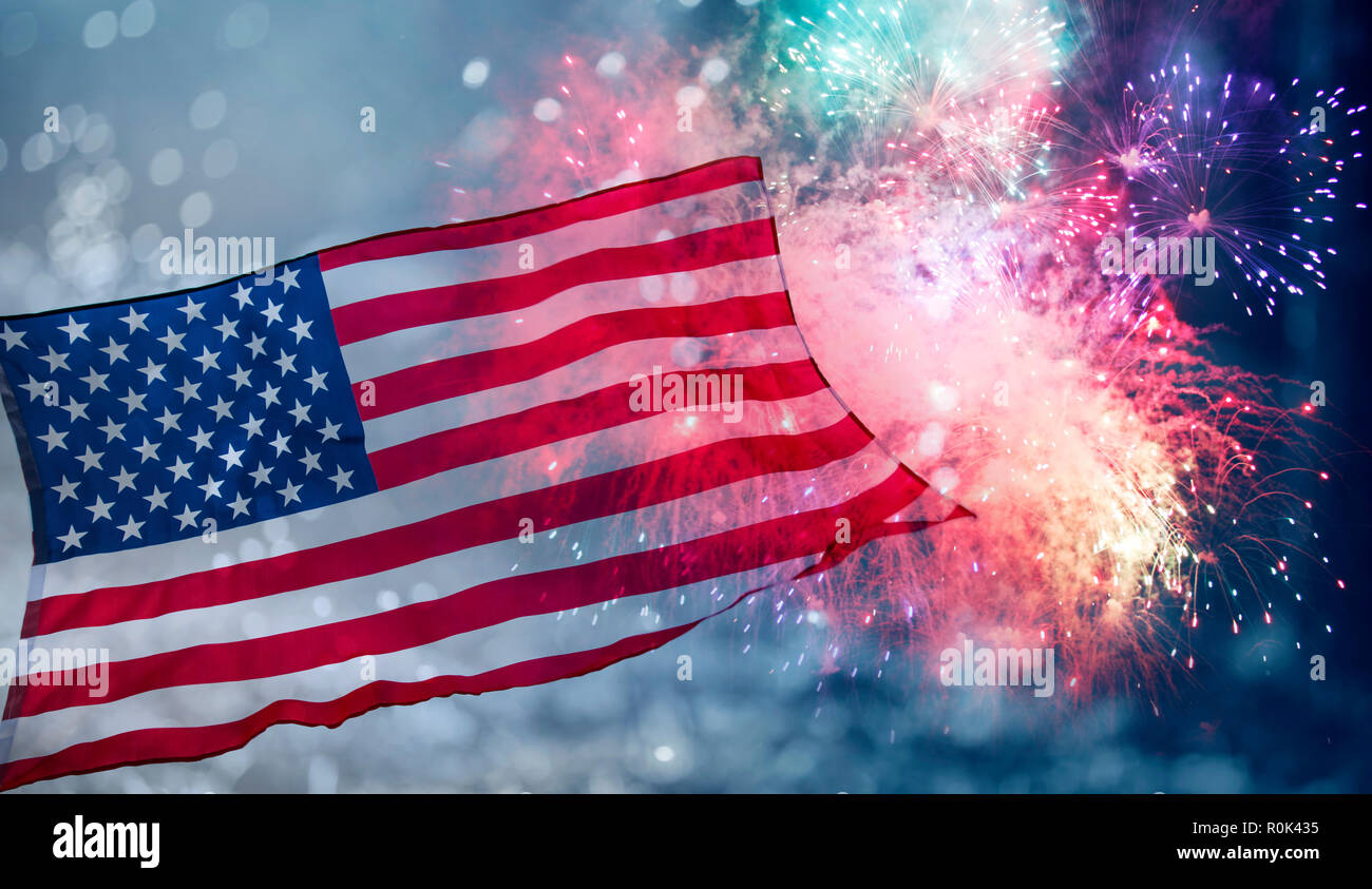 Celebrating Independence Day. United States of America USA flag with ...