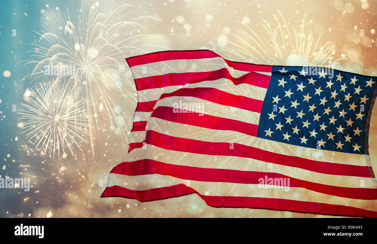 Celebrating Independence Day. United States of America USA flag with ...