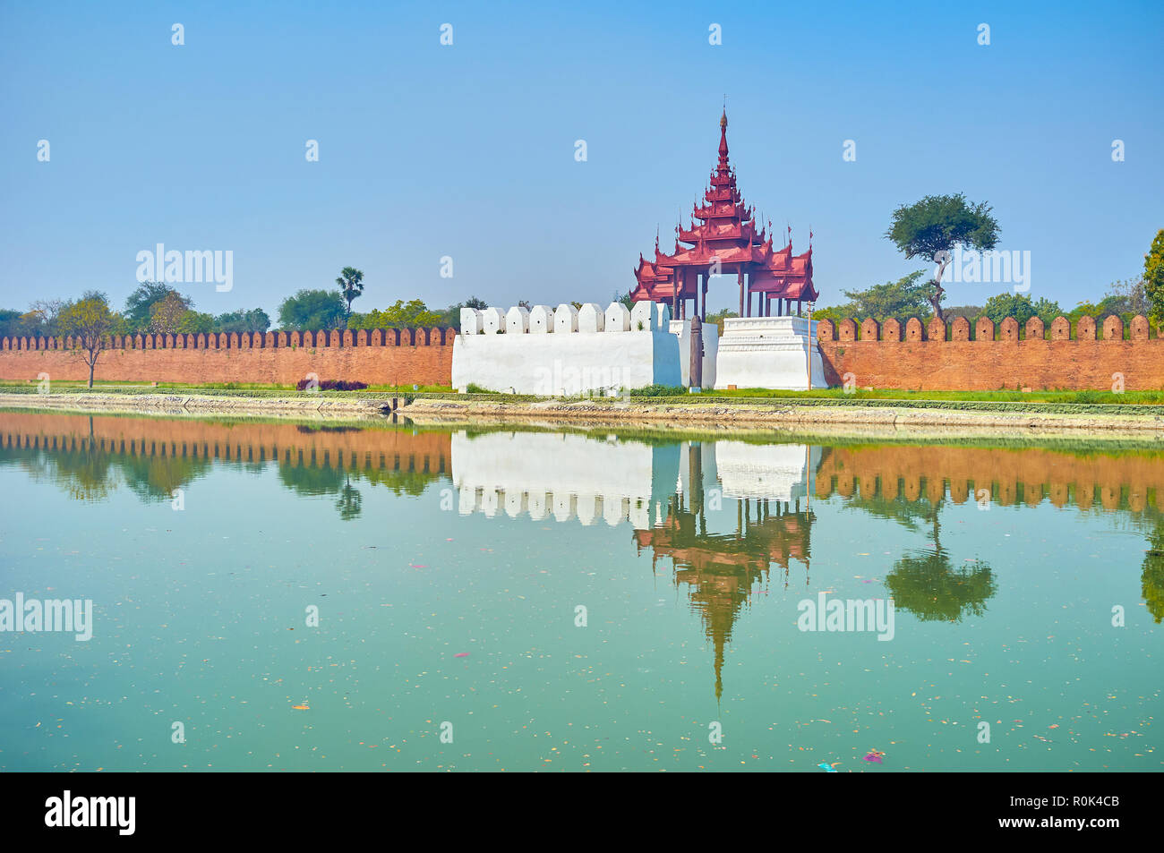The defensive bastion with wooden roof of surrounding walls of Royal ...