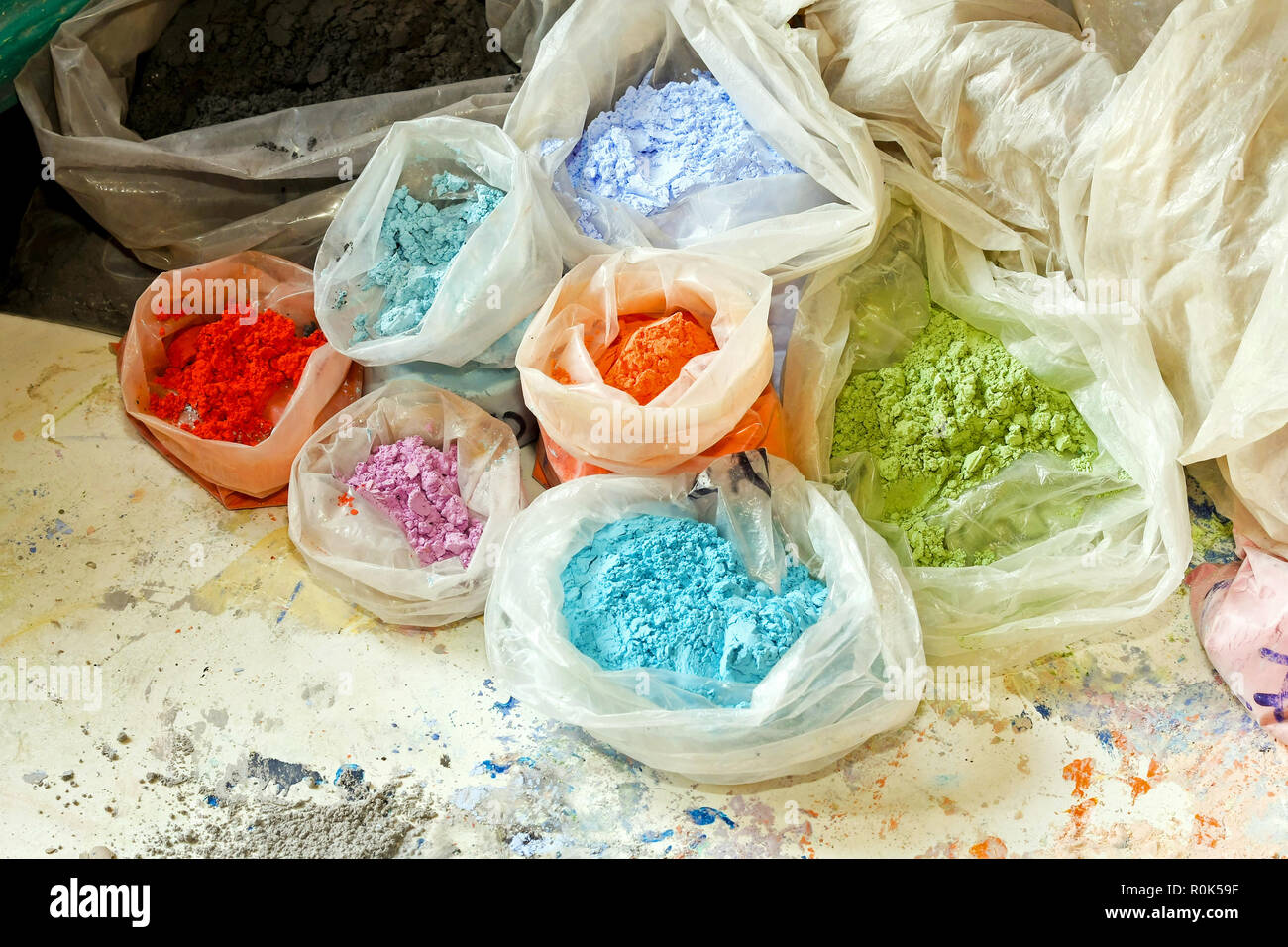 Color dust ant dyes for painting mix Stock Photo - Alamy