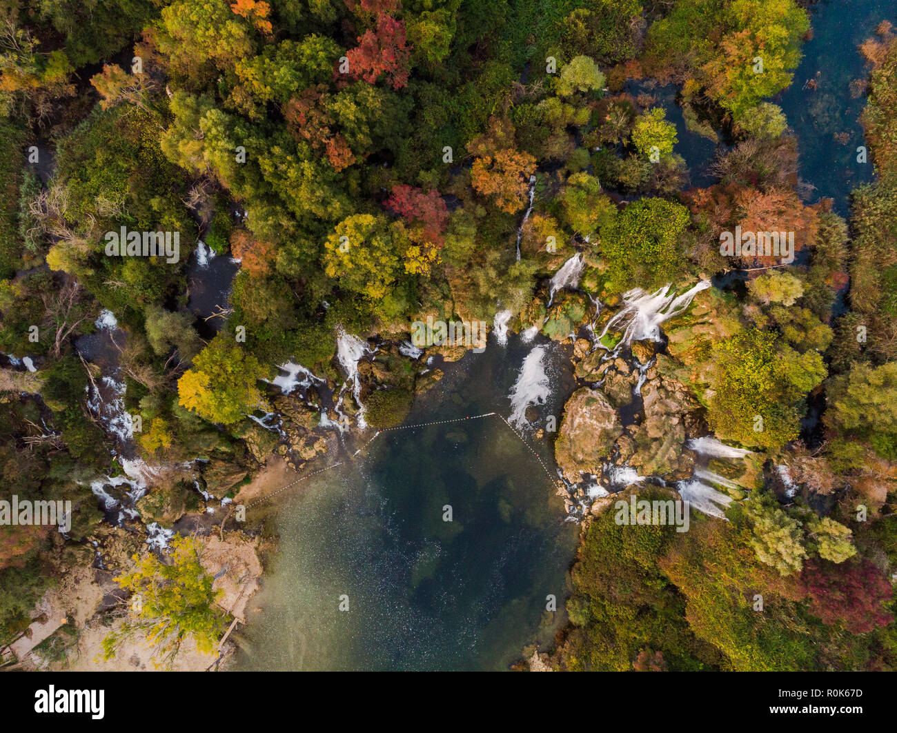 Aerial view waterfall flowing down hi-res stock photography and images ...