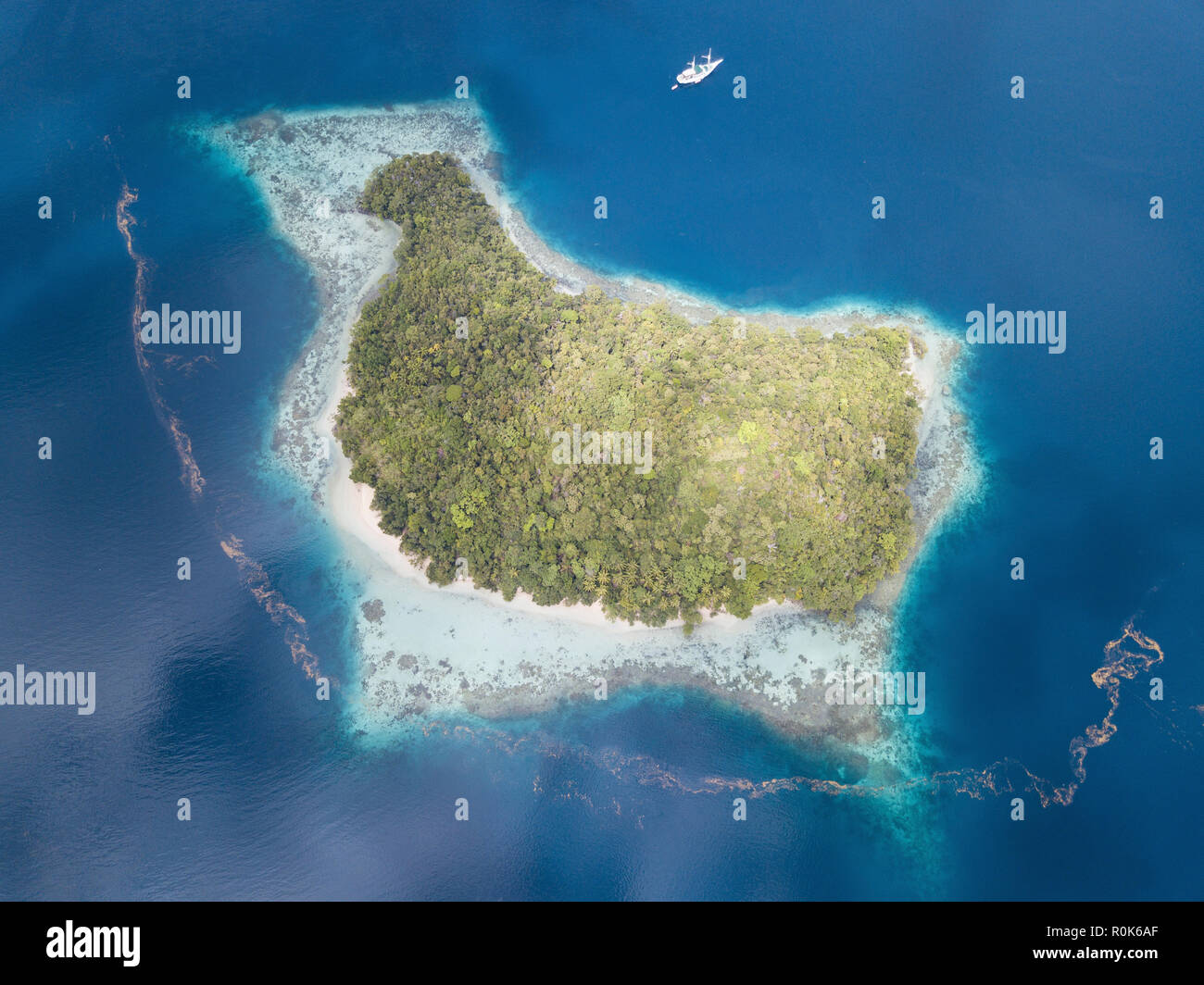 Aerial view of the islands near Batanta in northern Raja Ampat ...