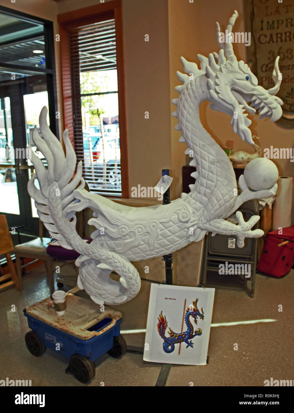 Hand carved carousel animal at the Dentzel American Carousel Museum in ...
