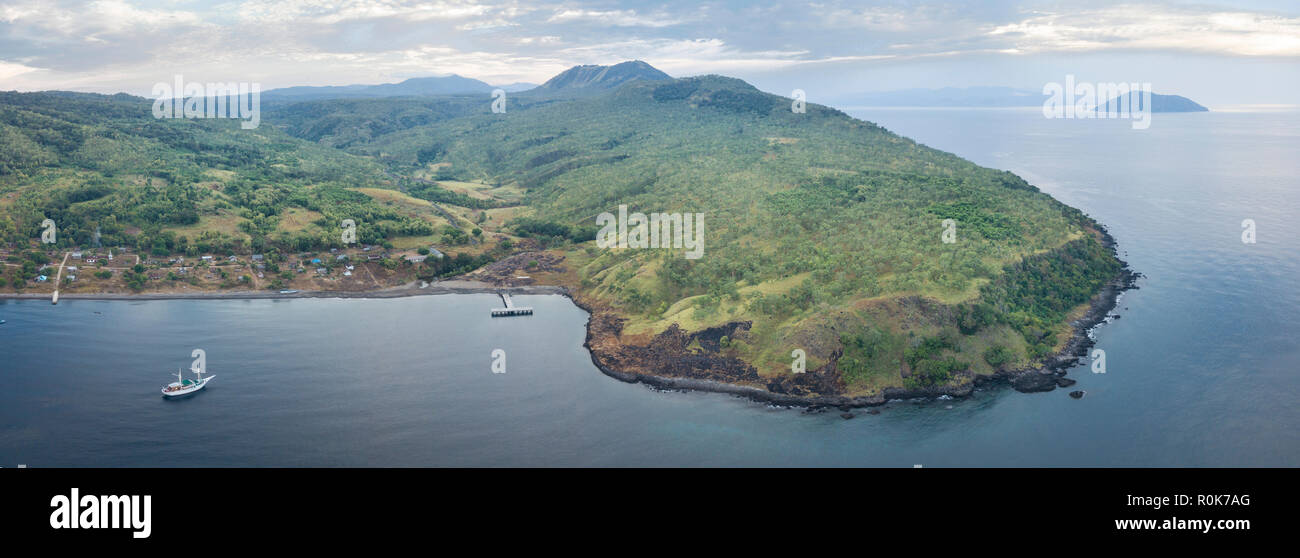 Aerial view of Beangbeang Bay, on the island of Pantar in Indonesia ...