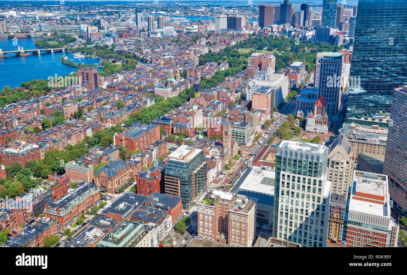 Boston Panoramic view from Prudential Tower observation deck Stock ...