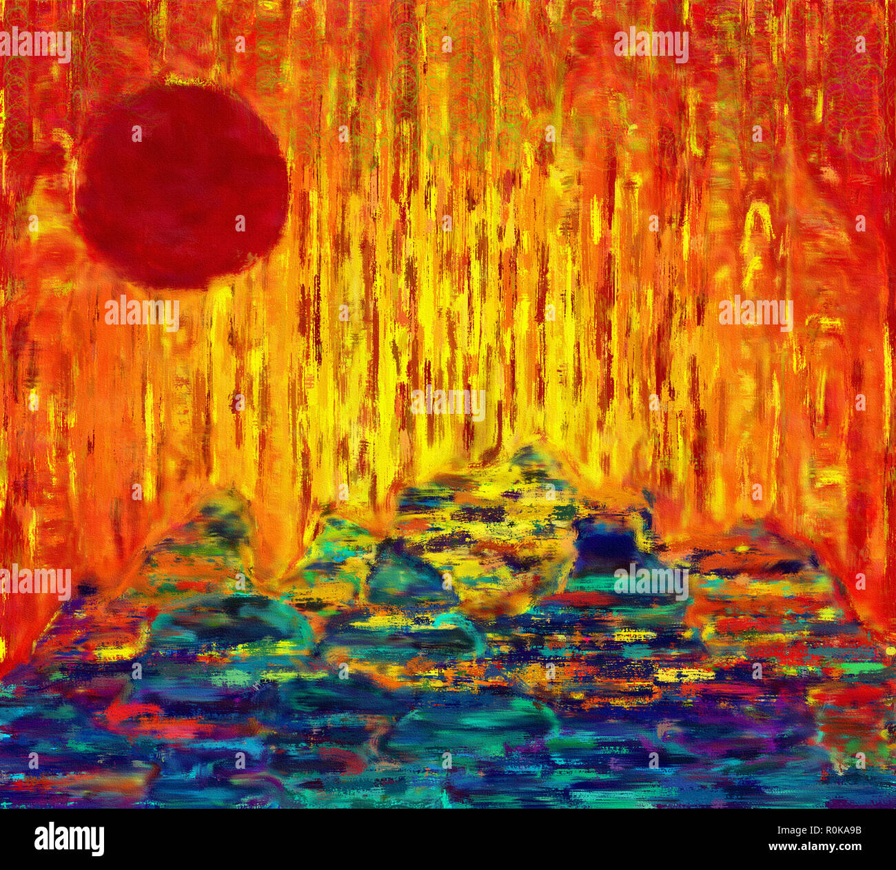 Abstract painting. Red Sunset Stock Photo - Alamy