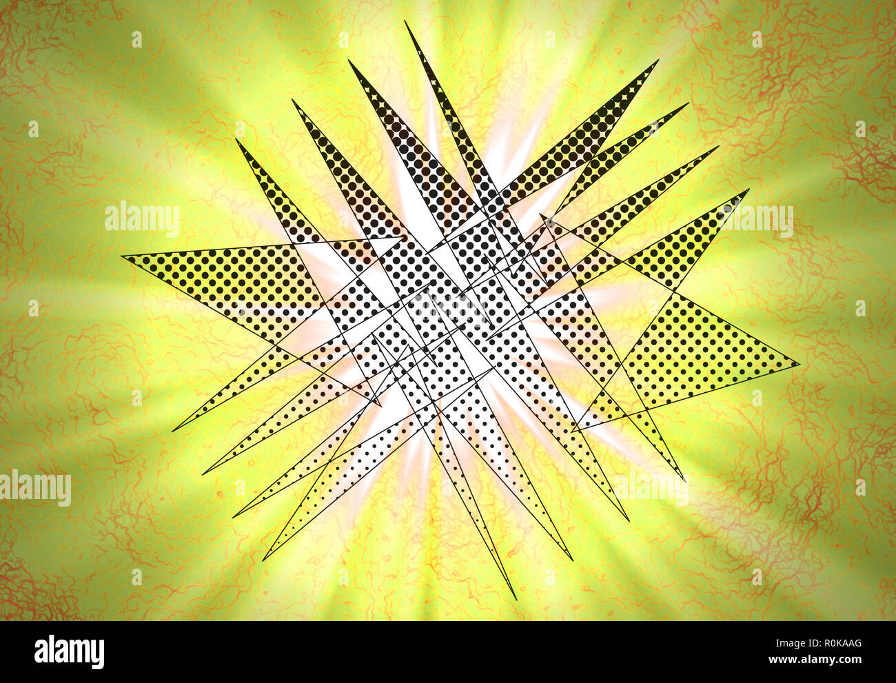 Abstract triangles figures and shining rays of light at the background ...