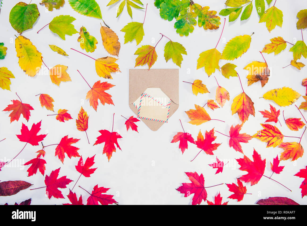Creative Top view autumn composition - inverted craft develope with ...