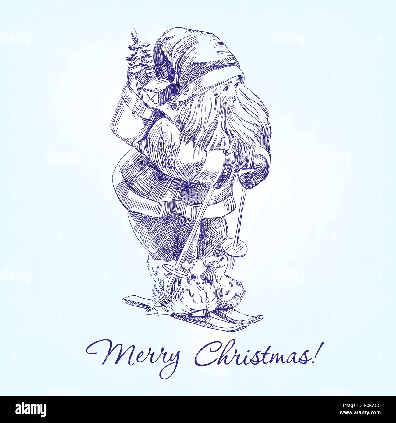 Santa Claus hand drawn vector llustration sketch Stock Vector Image ...