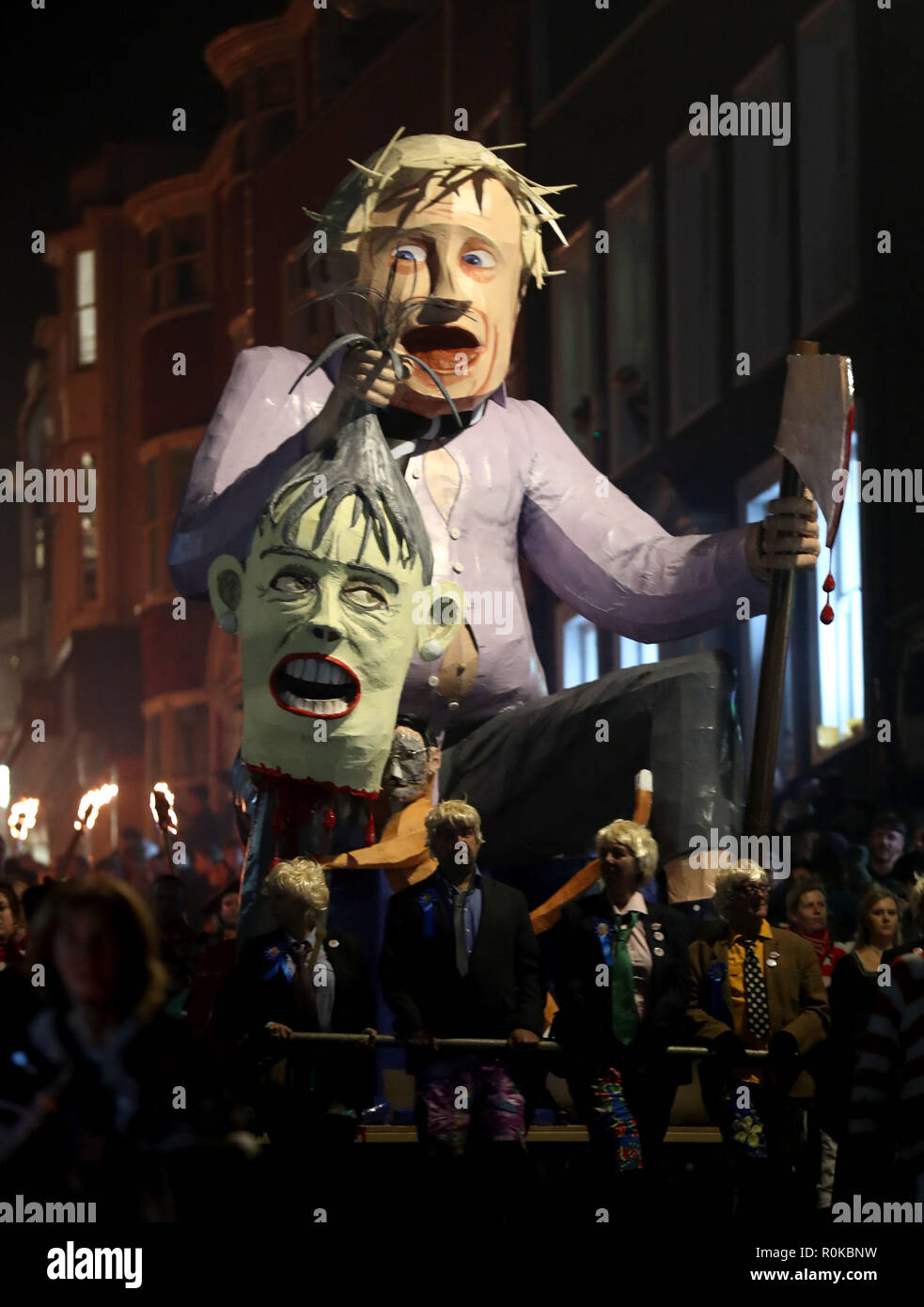 An effigy of Boris Johnson is paraded through the town of Lewes in East ...