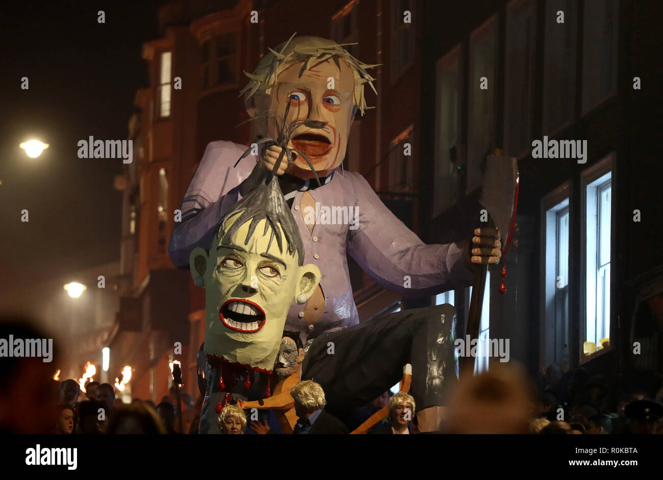 An effigy of Boris Johnson is paraded through the town of Lewes in East ...