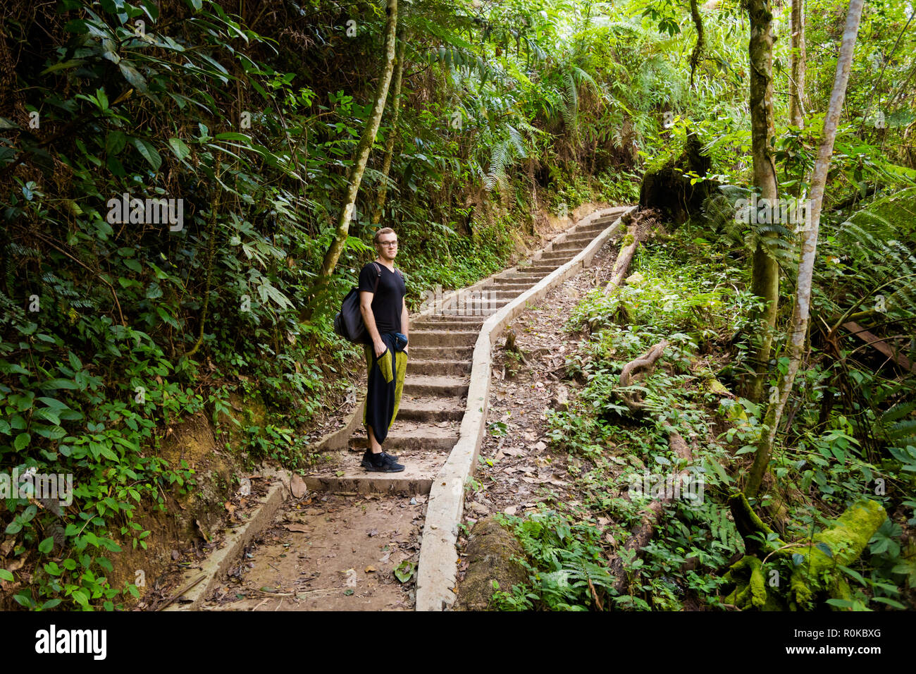 Beautiful landscape with young tourist taken during trekking to Parit ...