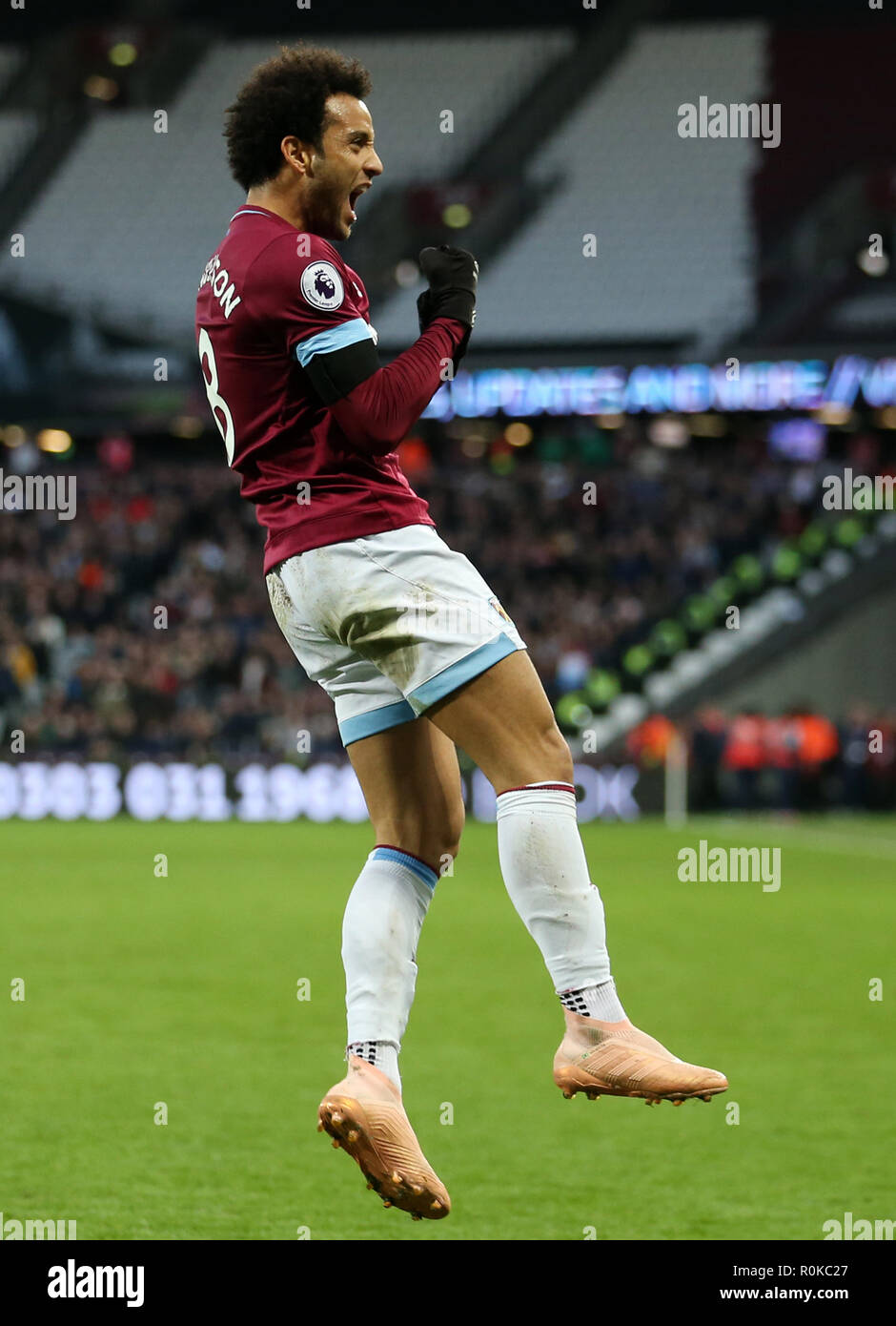 West ham uniteds felipe anderson celebrates scoring hi-res stock ...