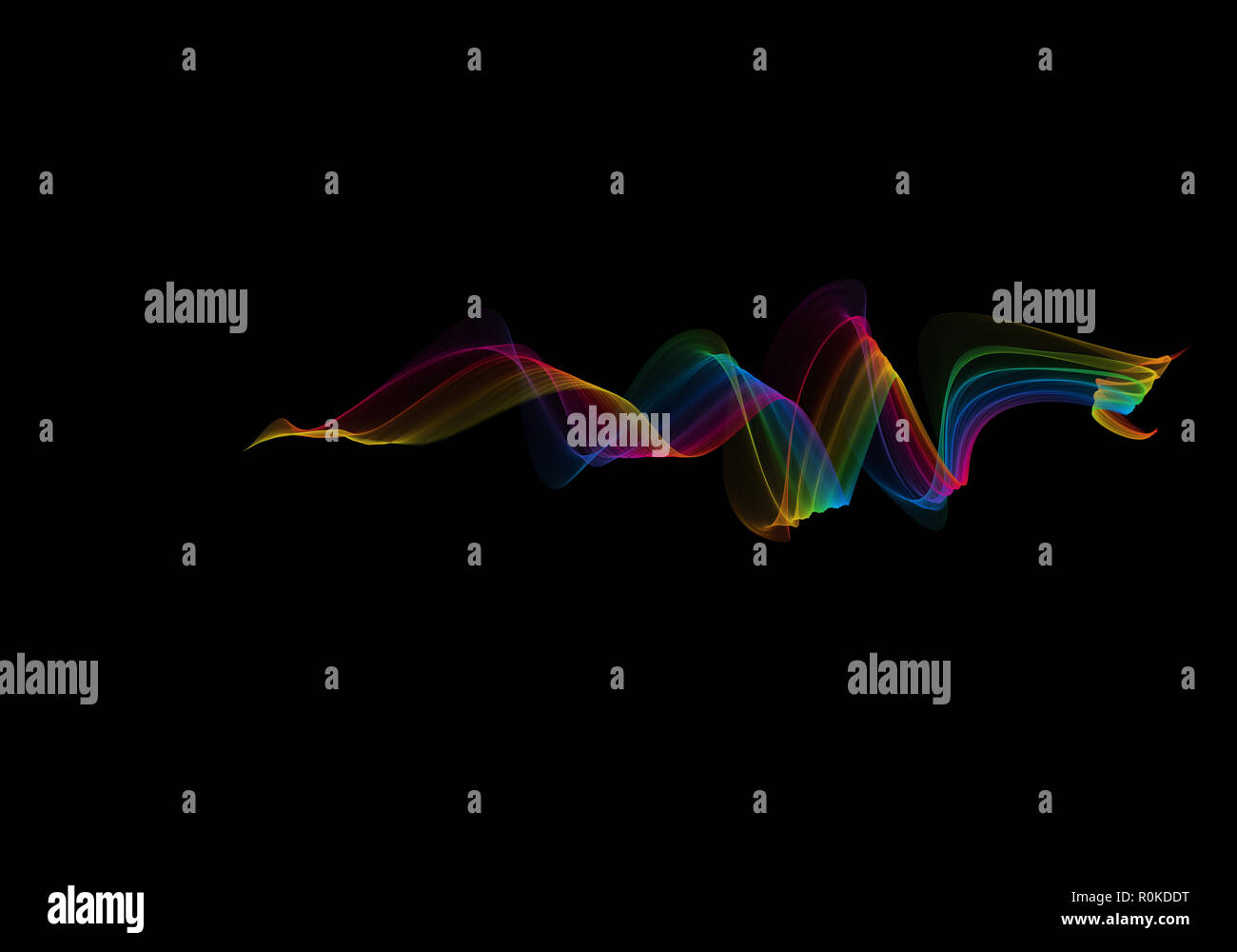 abstract rainbow wavy smoke flame isolated over black background Stock ...