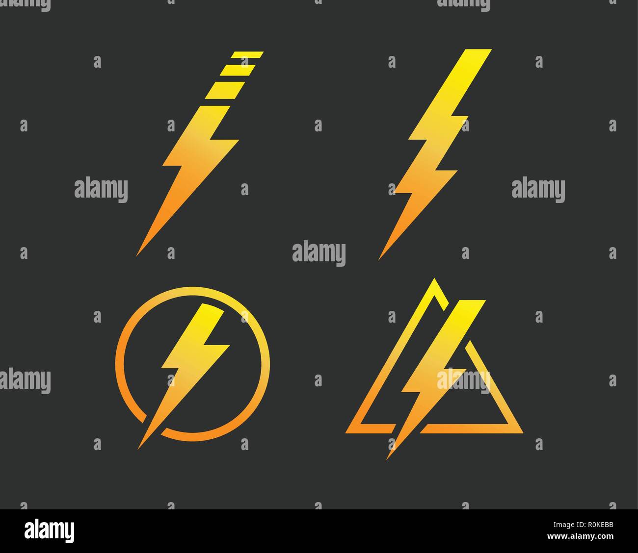 Lightning bolt, electricity power vector set Stock Vector Image & Art ...