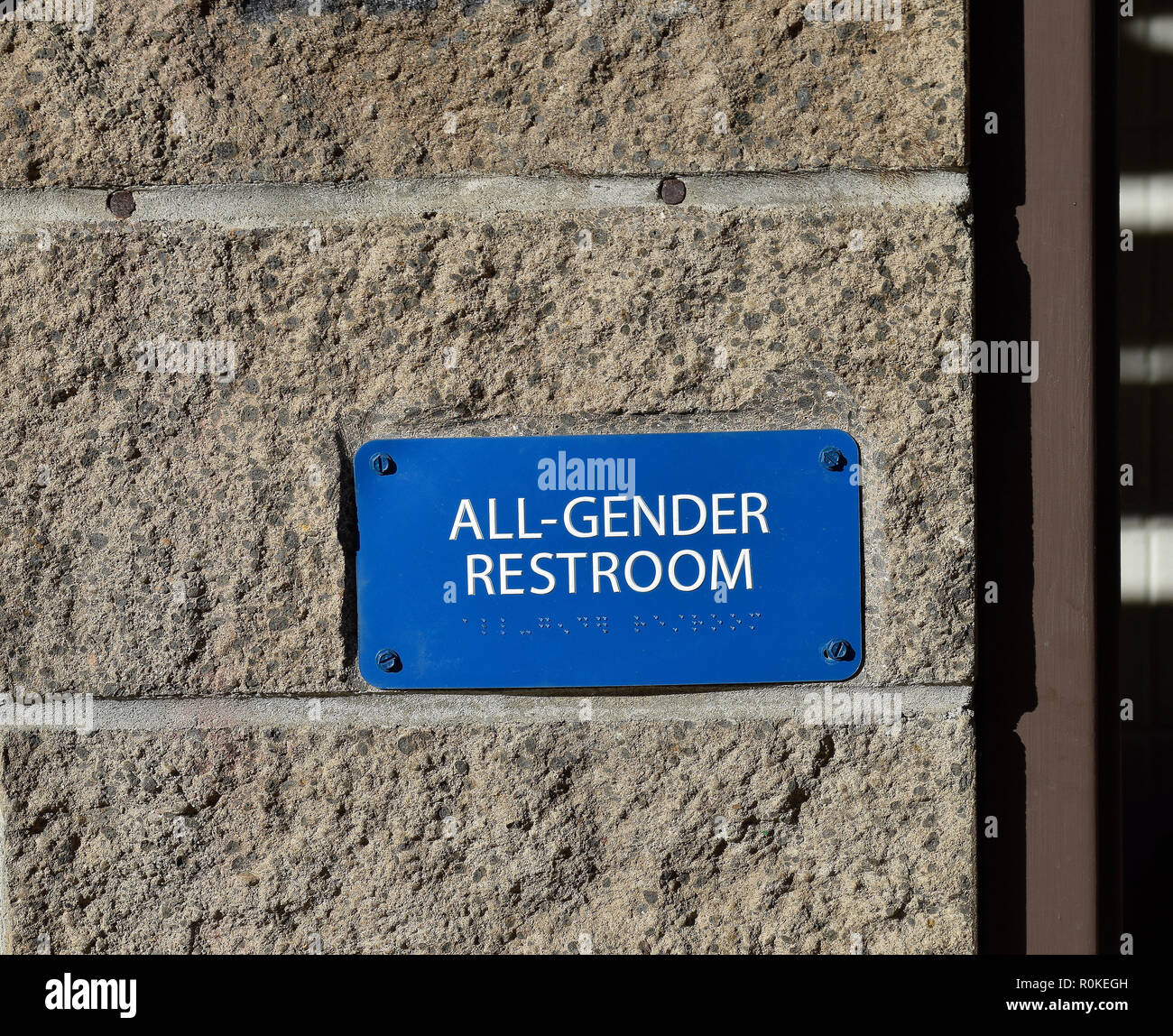 All gender restroom sign at a public park in the Sacramento, California ...