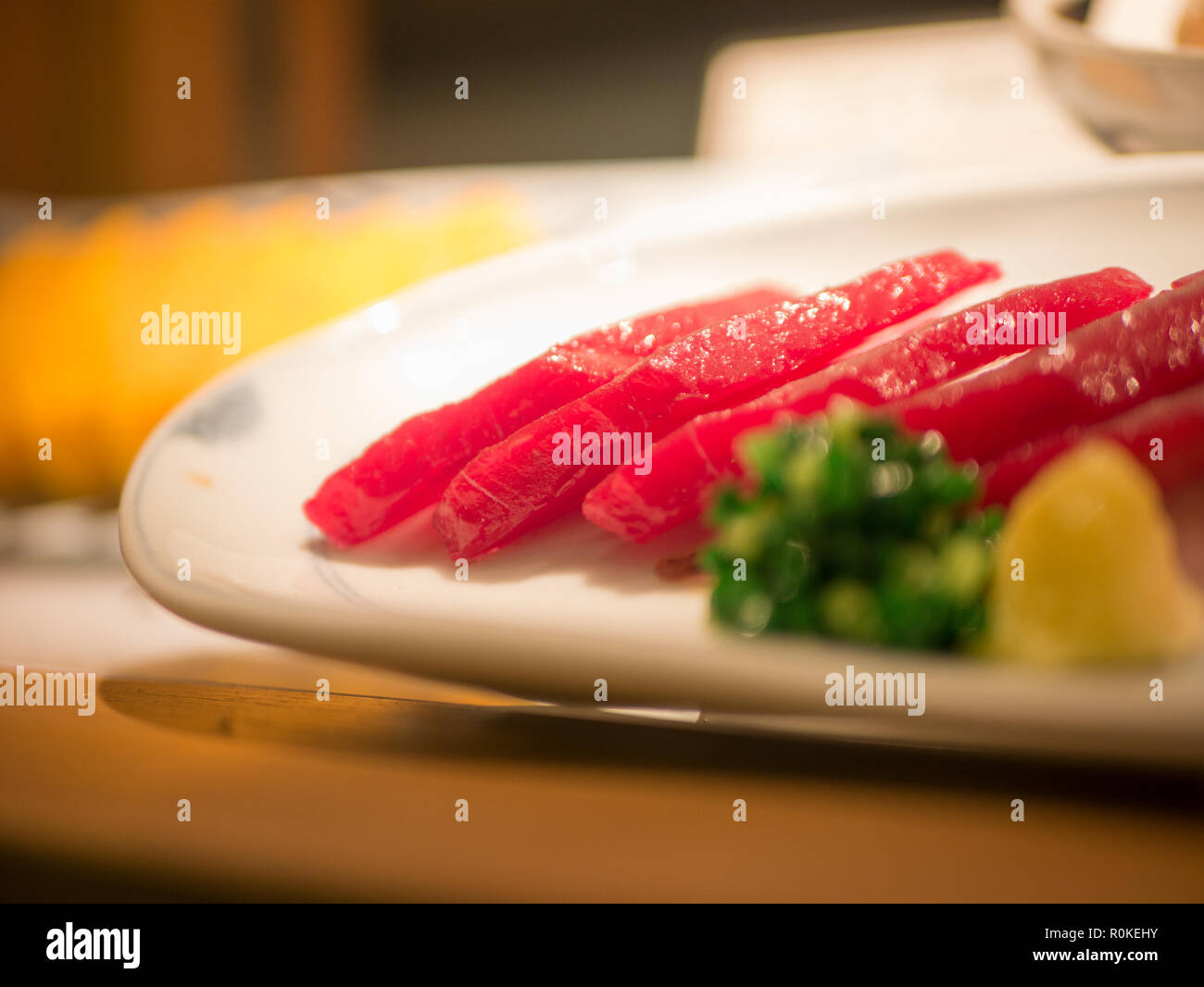 Tokyo, Japan - September 12, 2018. Japanese foods plastic samples that ...