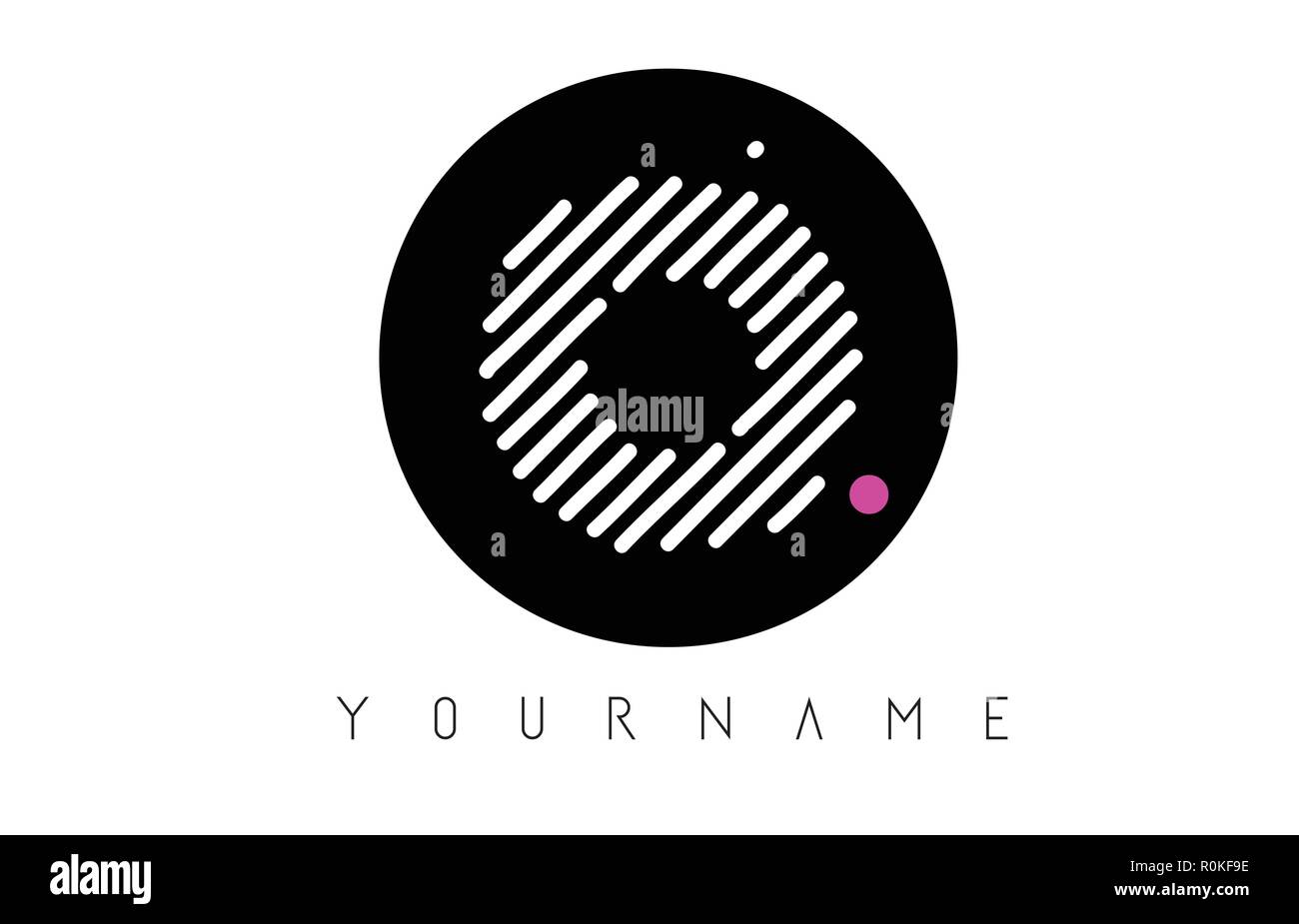 O Letter Logo Design with White Lines and Black Circle Vector ...