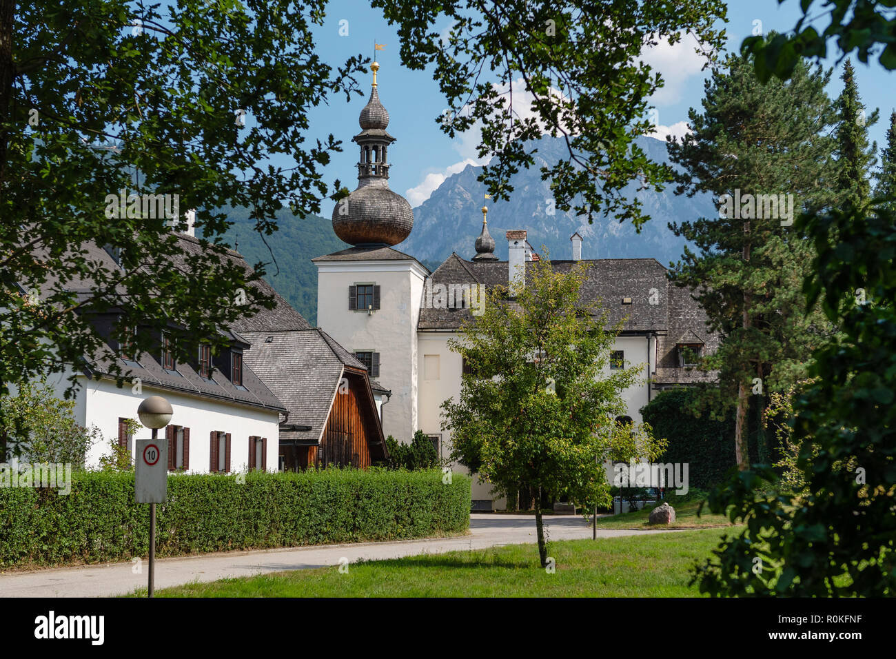 Gmunden Schloss Ort or Schloss Orth complex in the Traunsee lake in ...