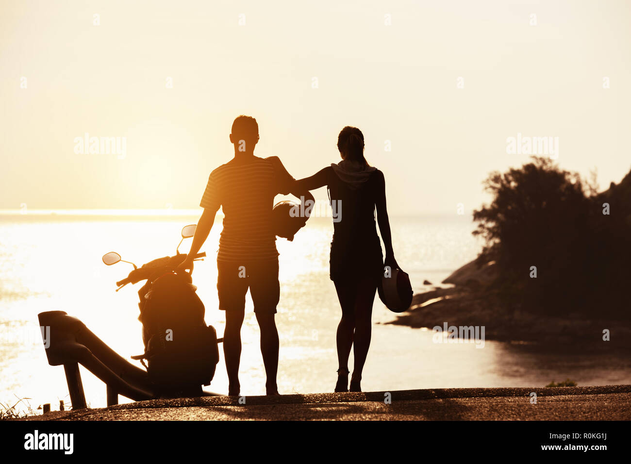 Silhouette of motor bike rider sunset hi-res stock photography and ...