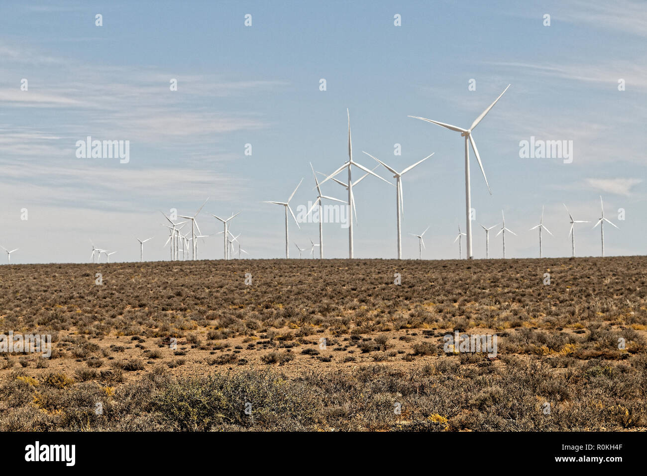 Wind turbines with fast moving blades blurred with long exposure Stock ...