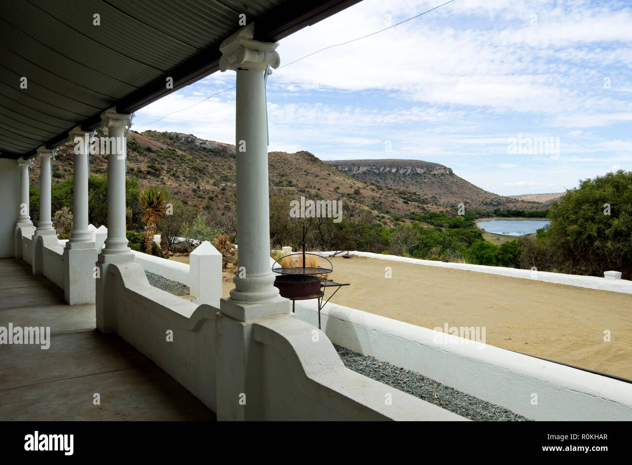 View from a veranda at Mountain Zebra bush lodge Stock Photo - Alamy
