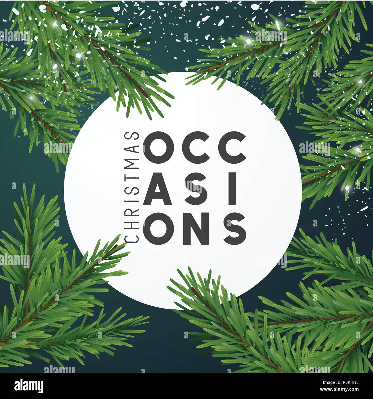 Christmas design layout composition with fir tree branches and falling ...