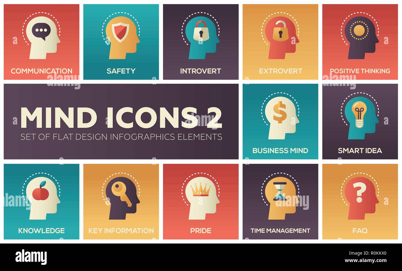 Mind icons - modern set of flat design infographics elements Stock ...
