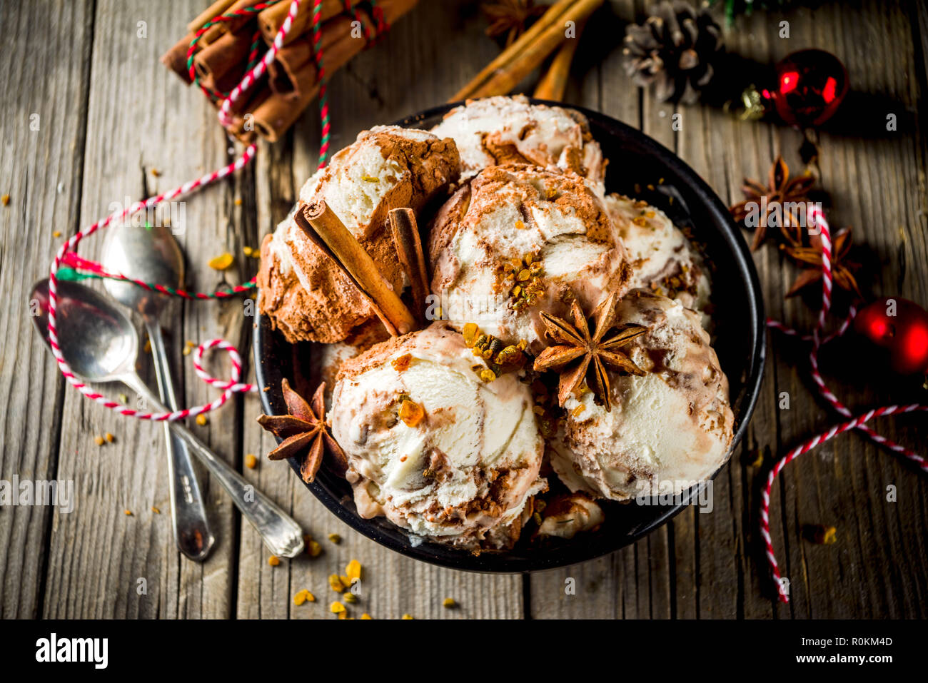 Christmas dessert, Homemade Eggnog or Gingerbread Ice Cream with ...