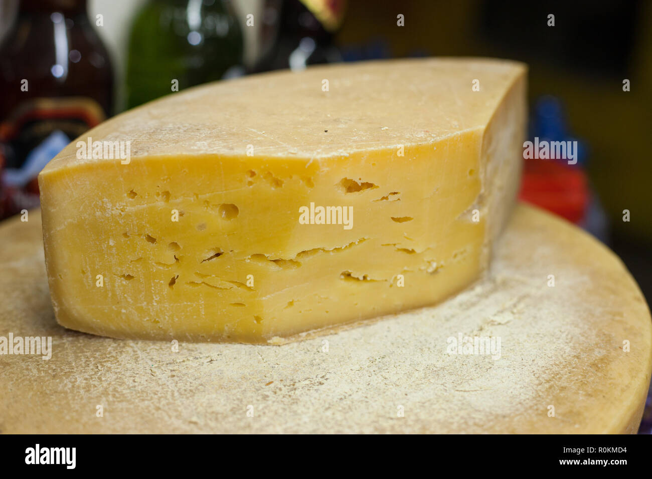 Wheel of yak cheese at a shop in Nepal Stock Photo - Alamy