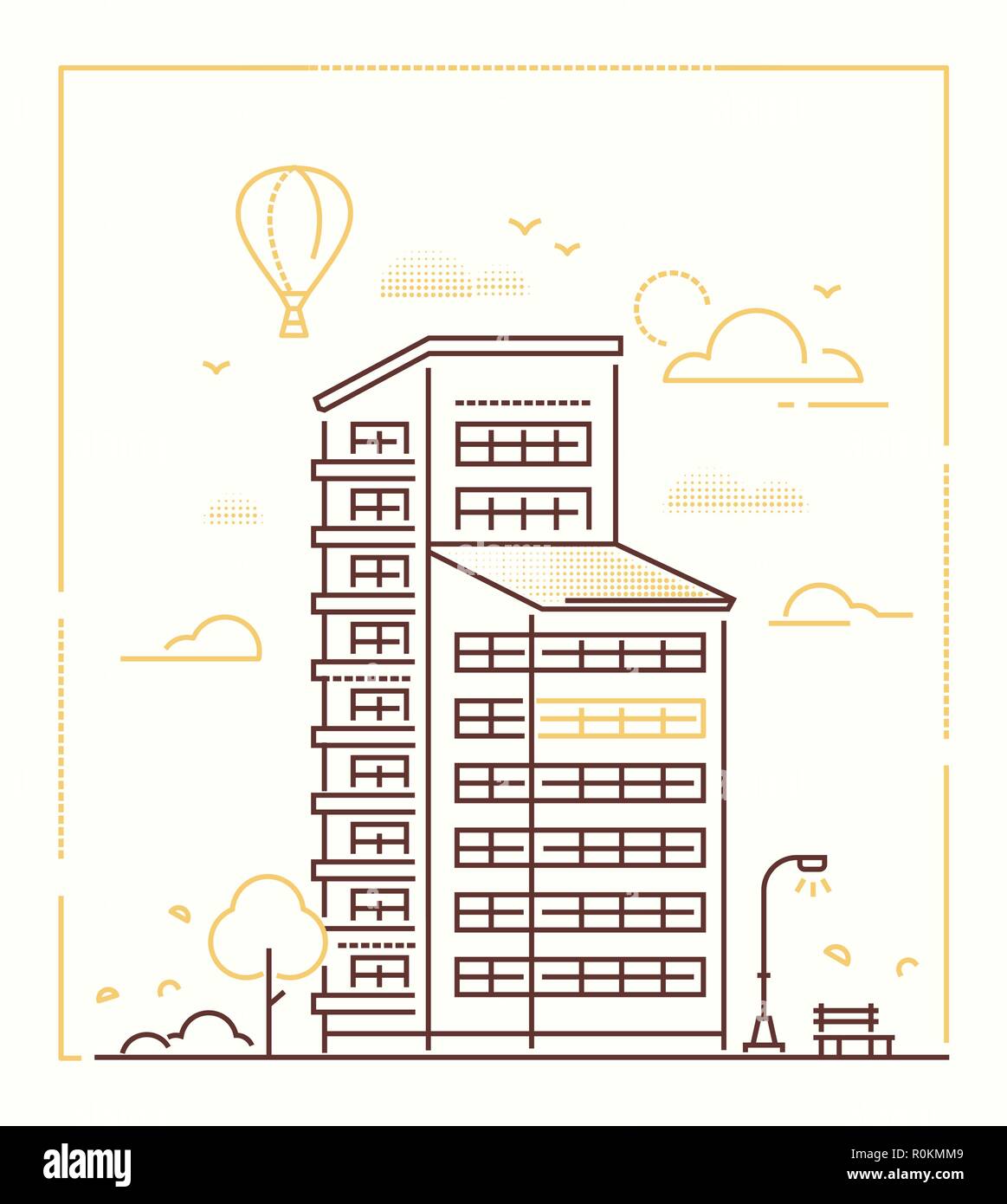 City building - line design style vector illustration Stock Vector ...