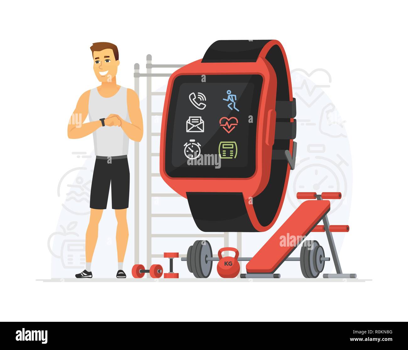 Fitness tracker - modern vector cartoon character illustration Stock ...