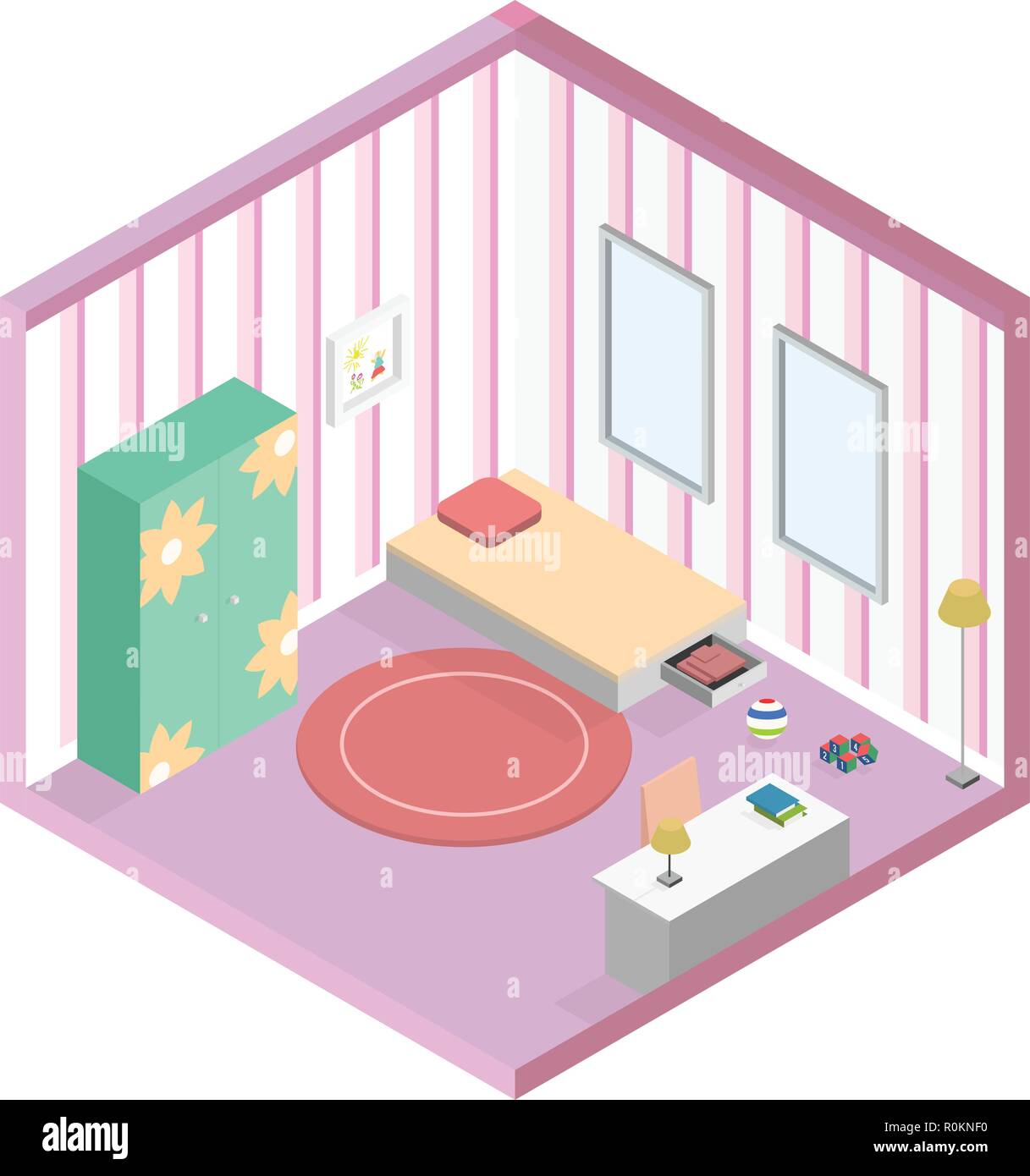 girl kid room isometric geometric Stock Vector Image & Art - Alamy