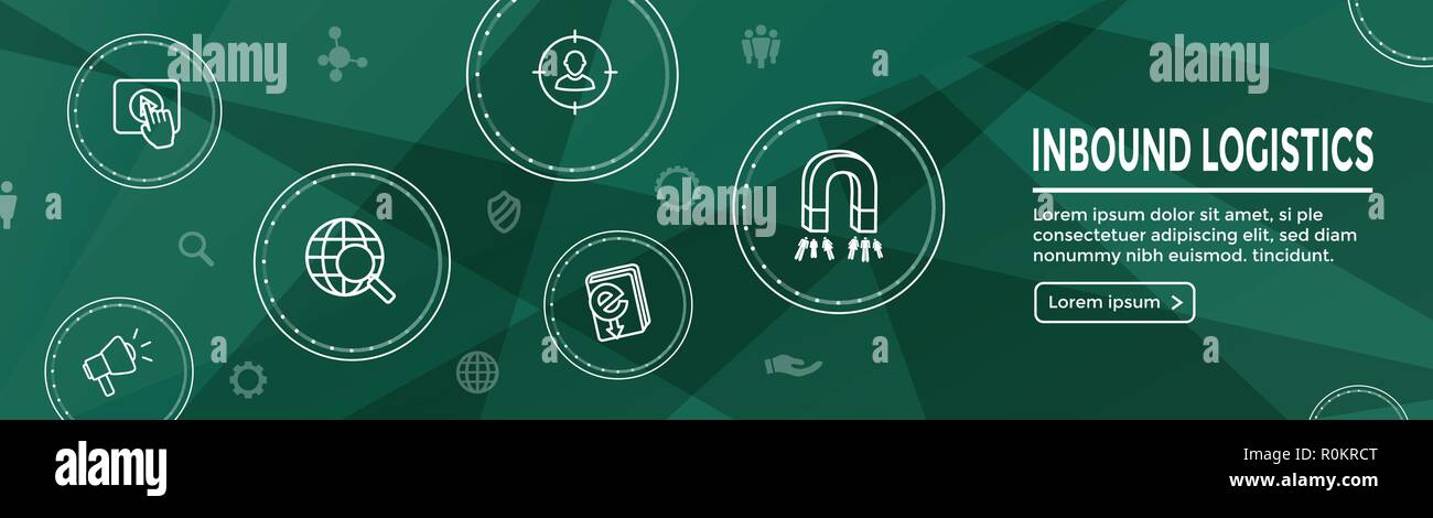 Digital Inbound Marketing Web Banner with Vector Icons - CTA, Growth ...