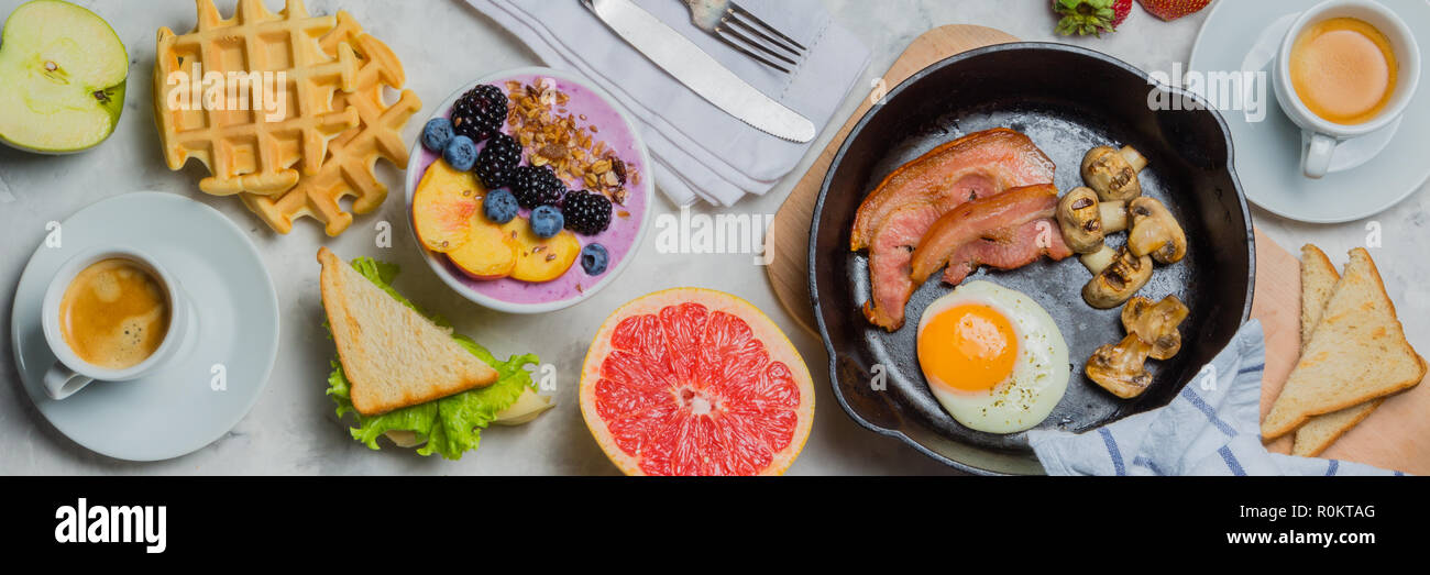 Breakfast and lunch concept - traditional food Stock Photo - Alamy