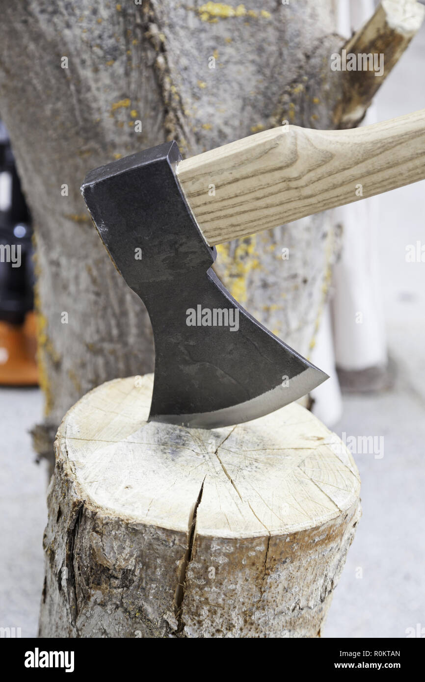 Axe metal detail tool for cutting wood, danger and safety, strength ...