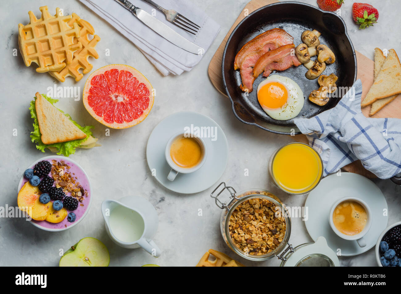 Breakfast and lunch concept - traditional food Stock Photo - Alamy