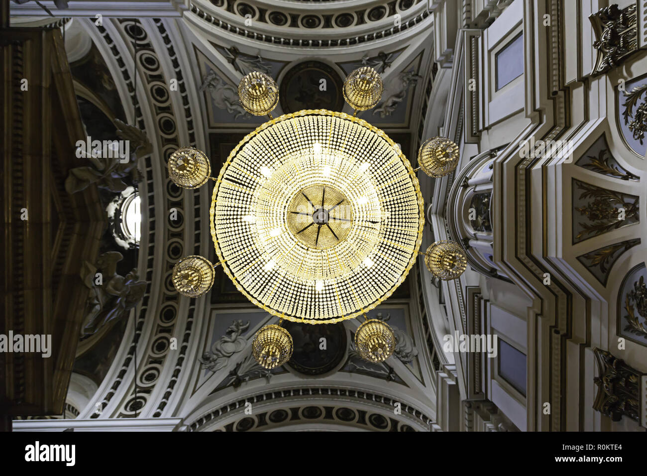 Old church dome, detail of an old decoration inside the church ...