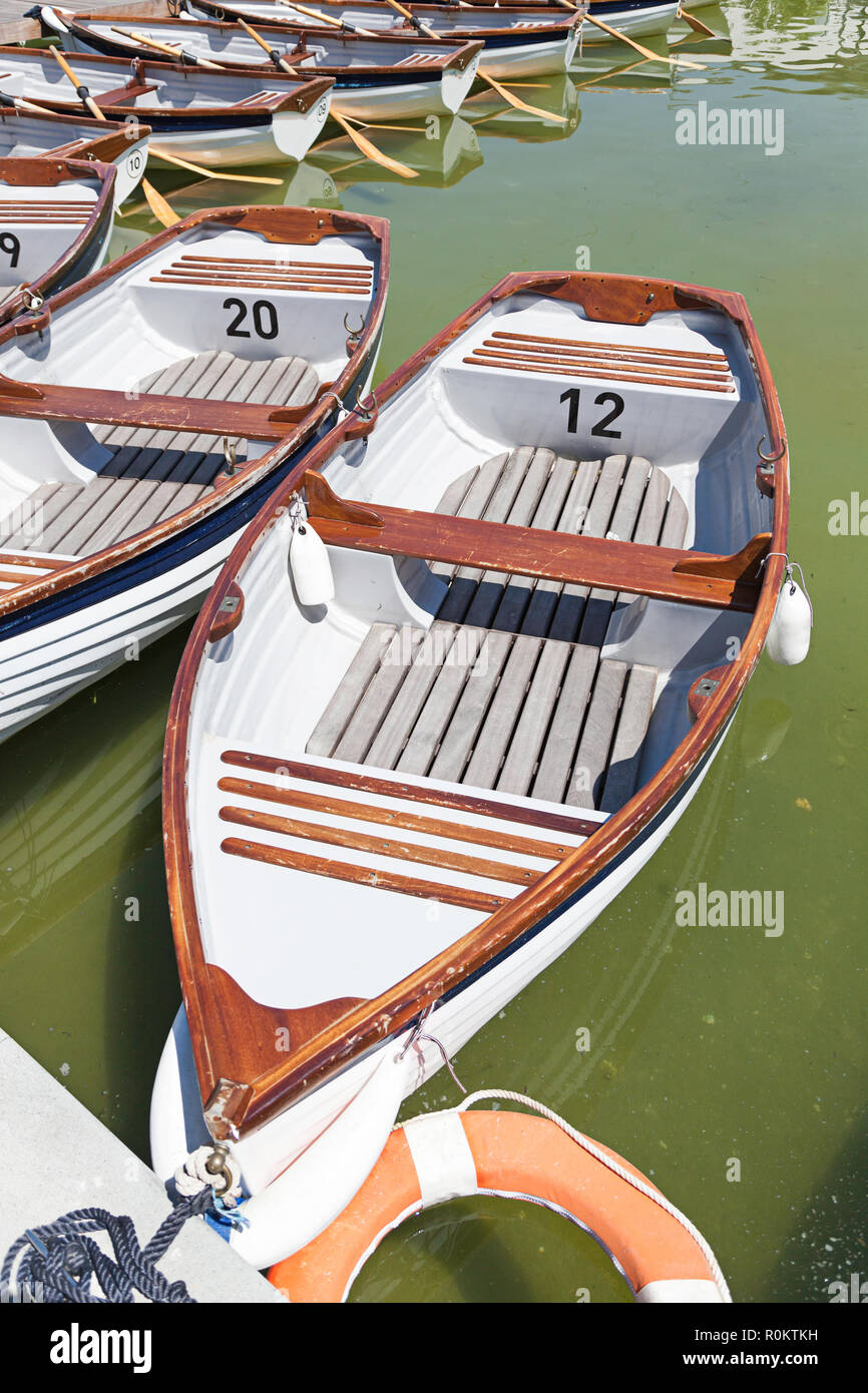 Recreational boats, detail of rowing boats for a stroll along the water ...