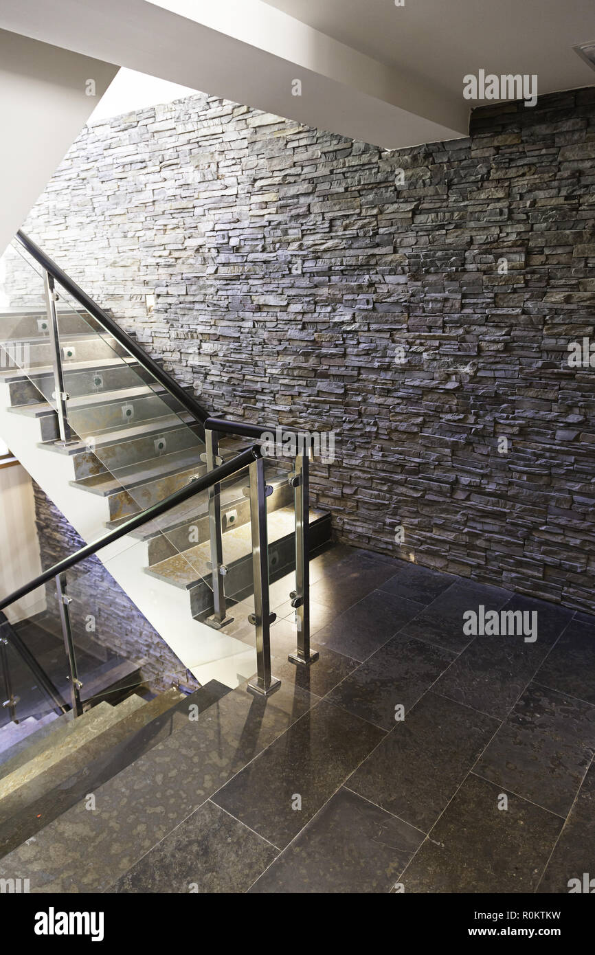 Modernist hotel stairs, detail of stairs inside a hotel Stock Photo - Alamy