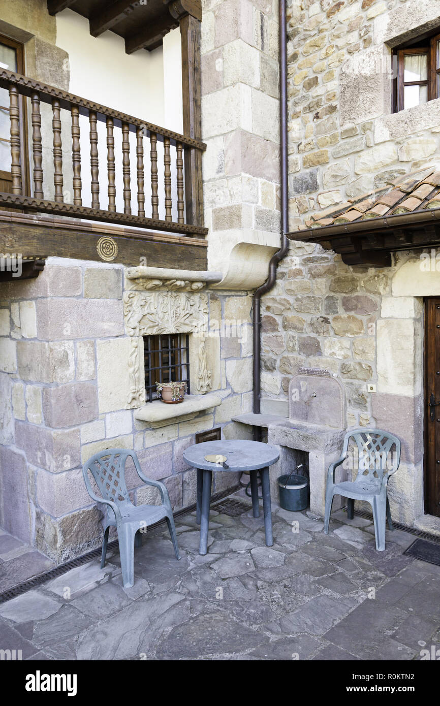 Terrace of a country house, detail of an old house in a village ...