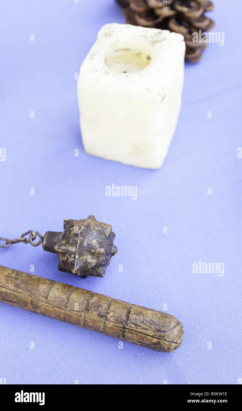 Old medieval mace, detail of an ancient weapon of war, and ancient ...